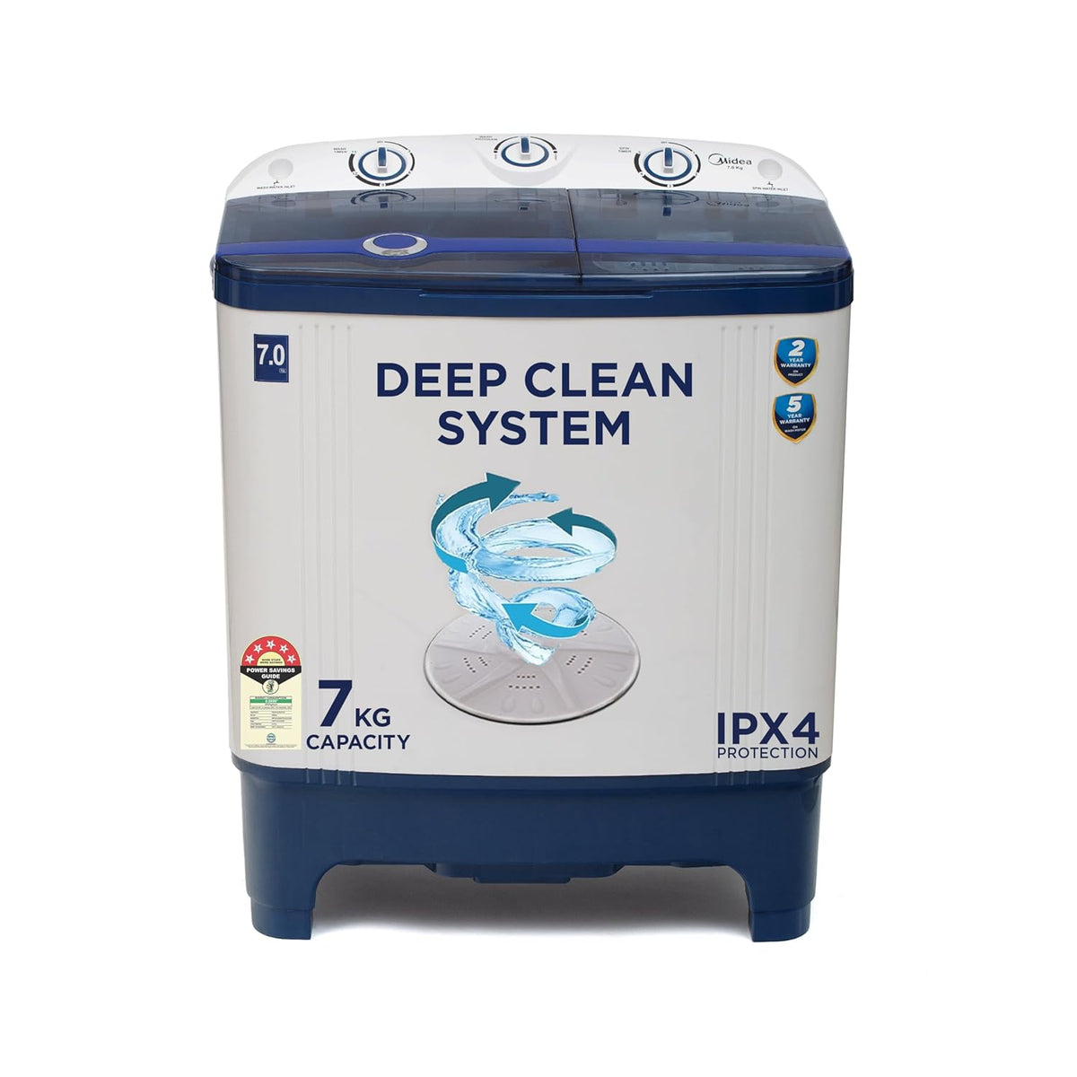 Midea 7 kg Semi Automatic Top Load Washing Machine Blue, White (MWMSA0 – Electronic Paradise