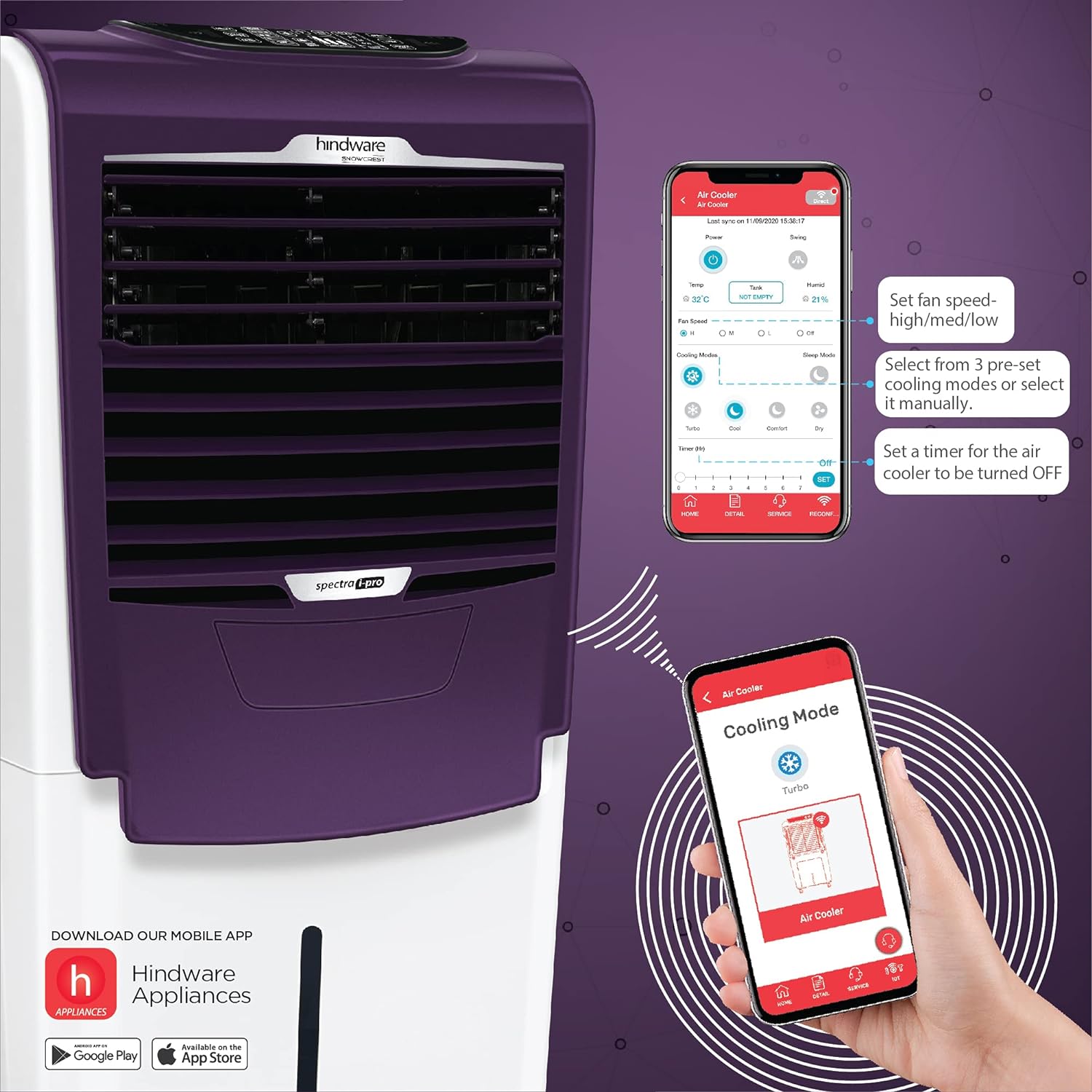 Hindware Smart Appliances SPECTRA i-Pro 36L Personal Air Cooler with I ...