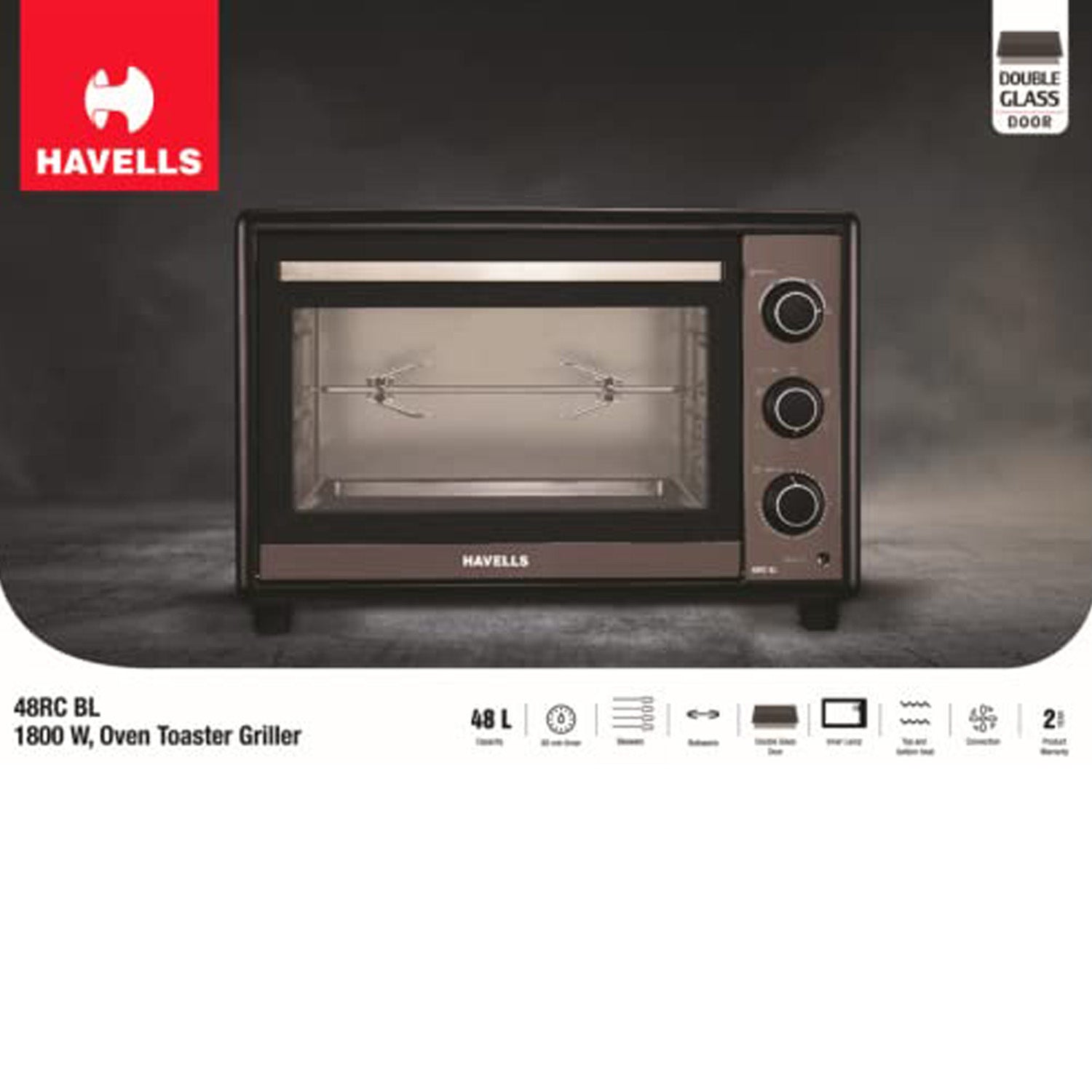 Havells 48L OTG: Rotisserie, Convection, 6 Modes, 1800W, Black 48RC BL ...