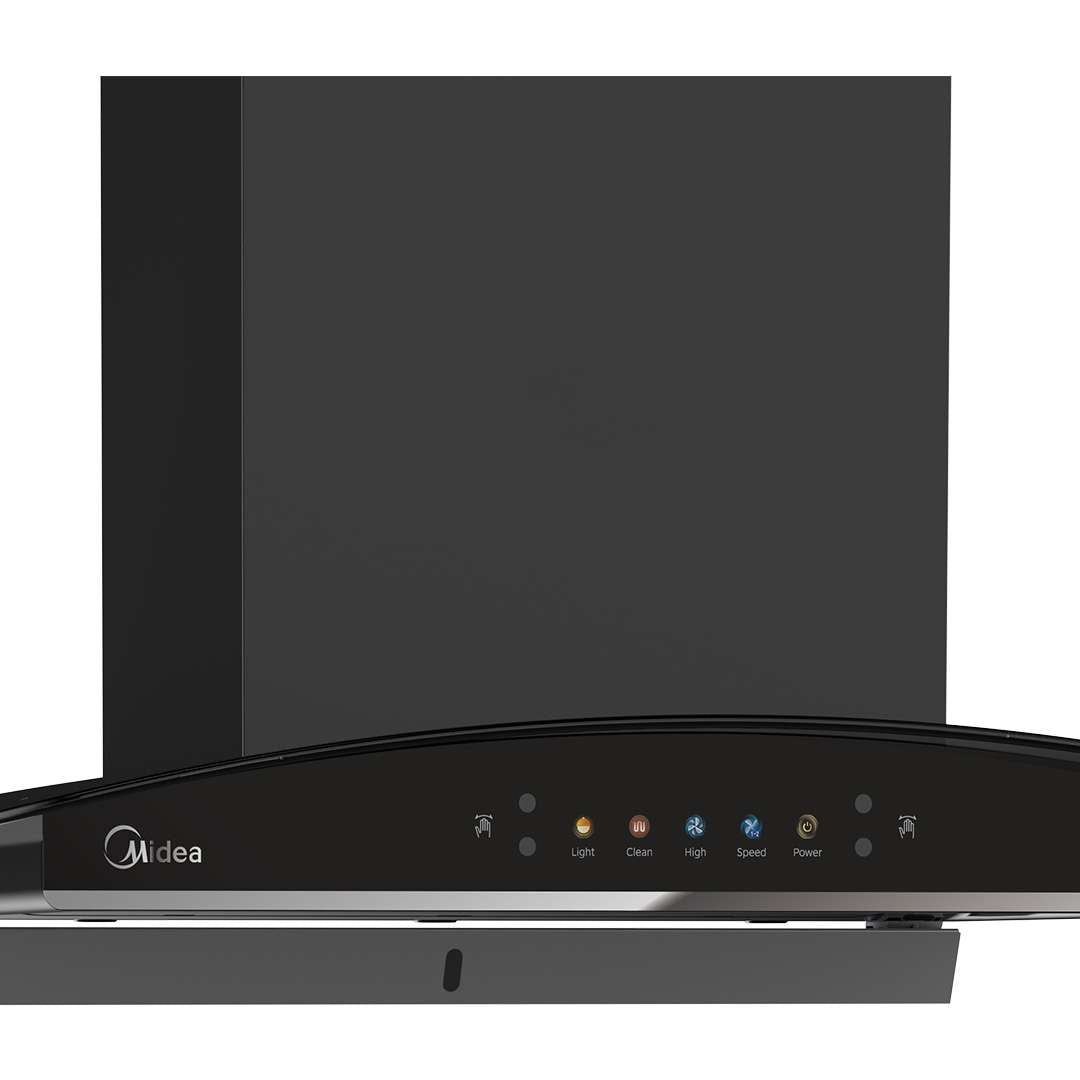 Midea Kitchen Chimney with 1350 m3/hr air suction, Curved Glass, 60 CM ...